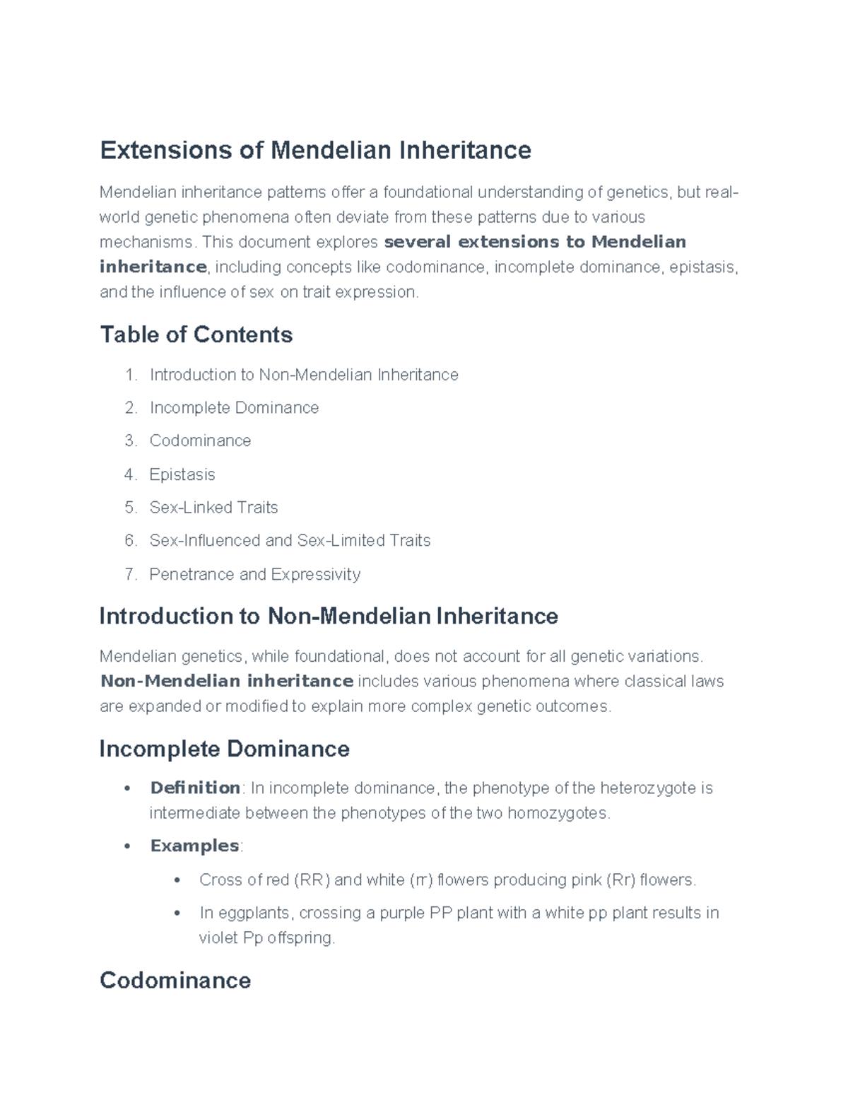 Extensions of Mendelian Genetics: Inheritance Patterns Explained - Studocu