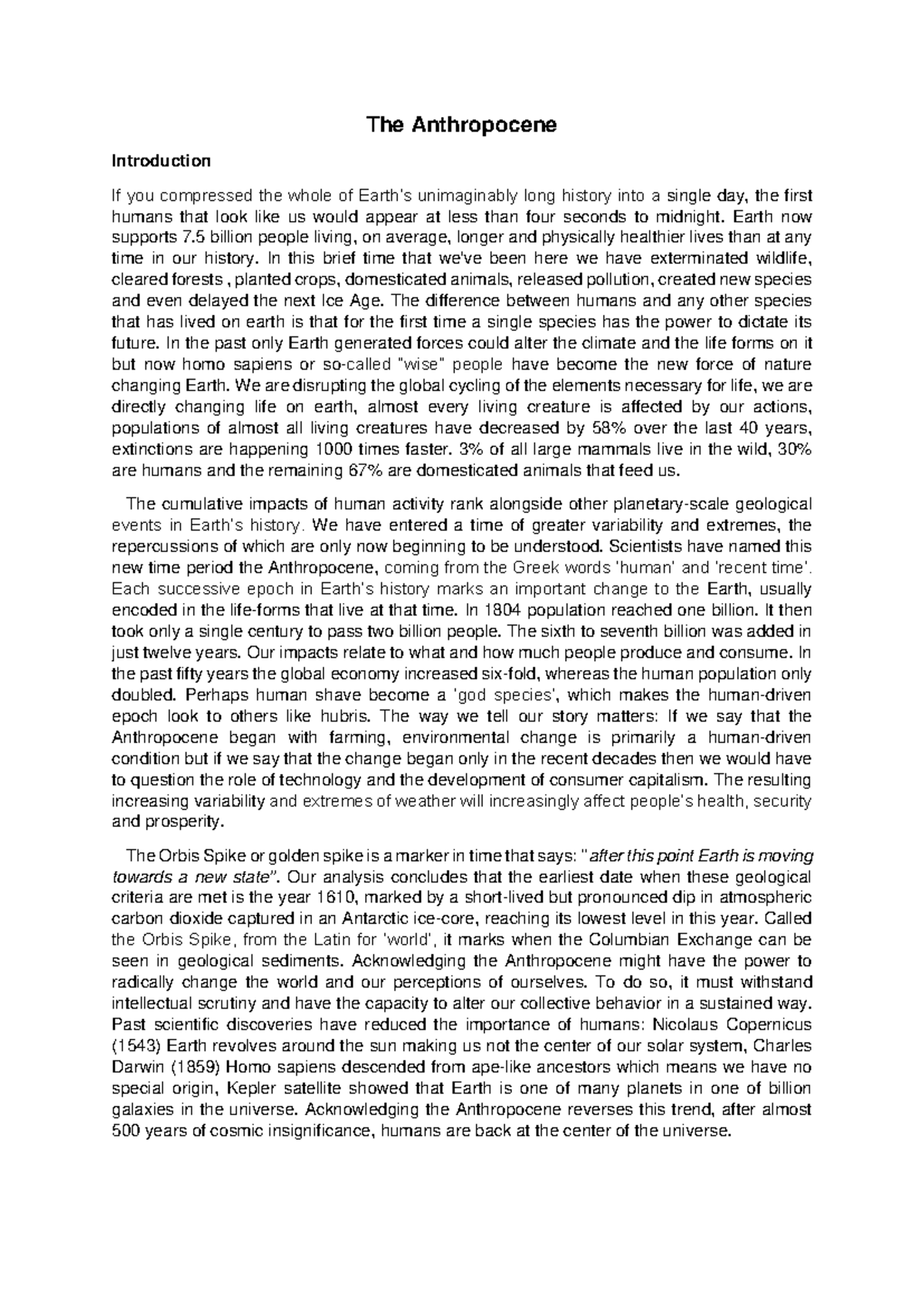 ANTH 202: Anthropocene Overview & Key Concepts for Final Exam - Studeersnel