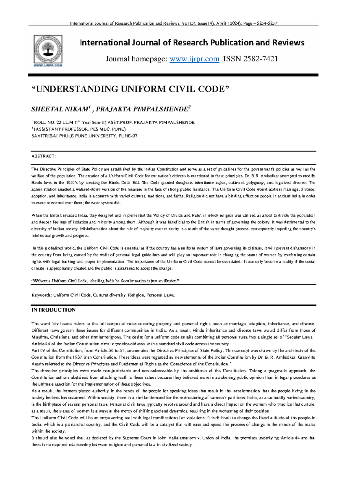 Ijrpr 25614 - ... - International Journal of Research Publication and ...