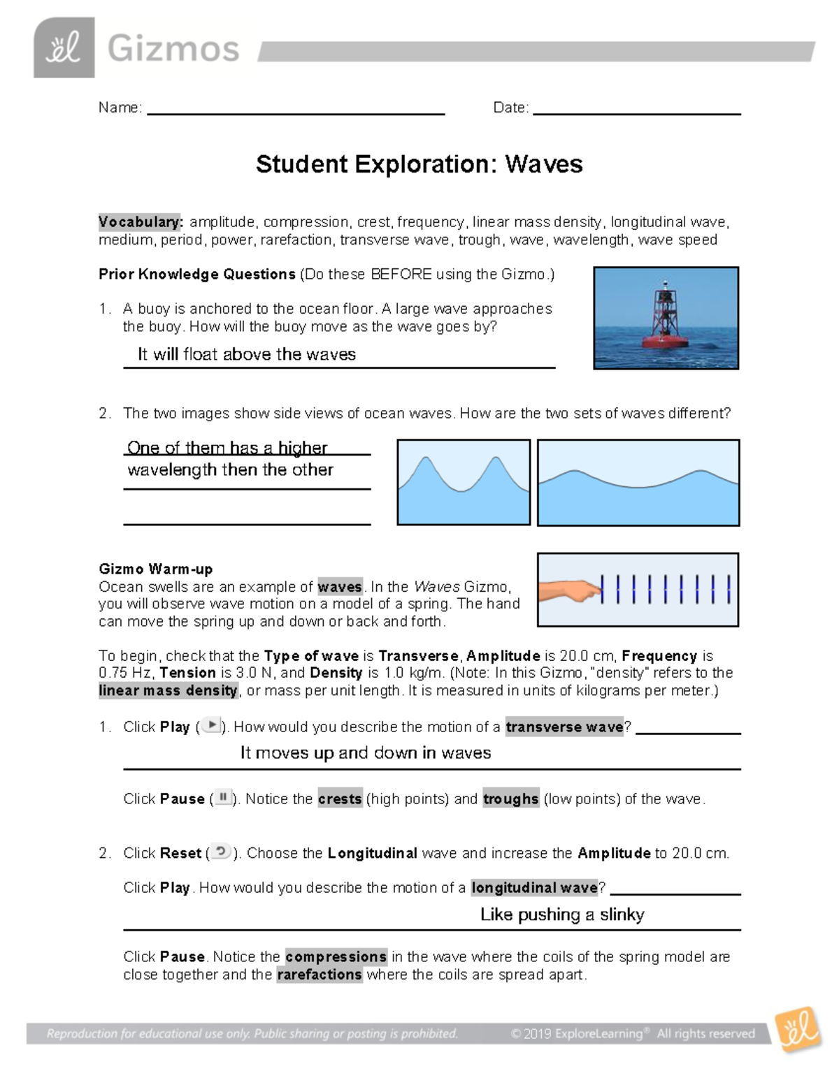 Waves Gizmo Exploration: Understanding Wave Motion and Properties - Studocu