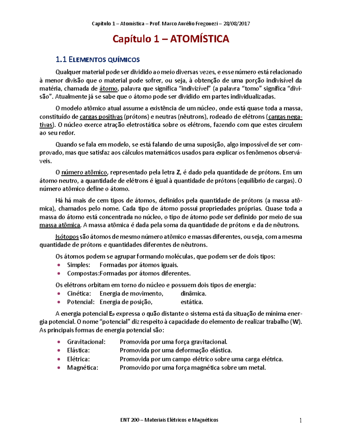 Capítulo 01 - Atomística: Estrutura Atômica e Distribuição Eletrônica ...