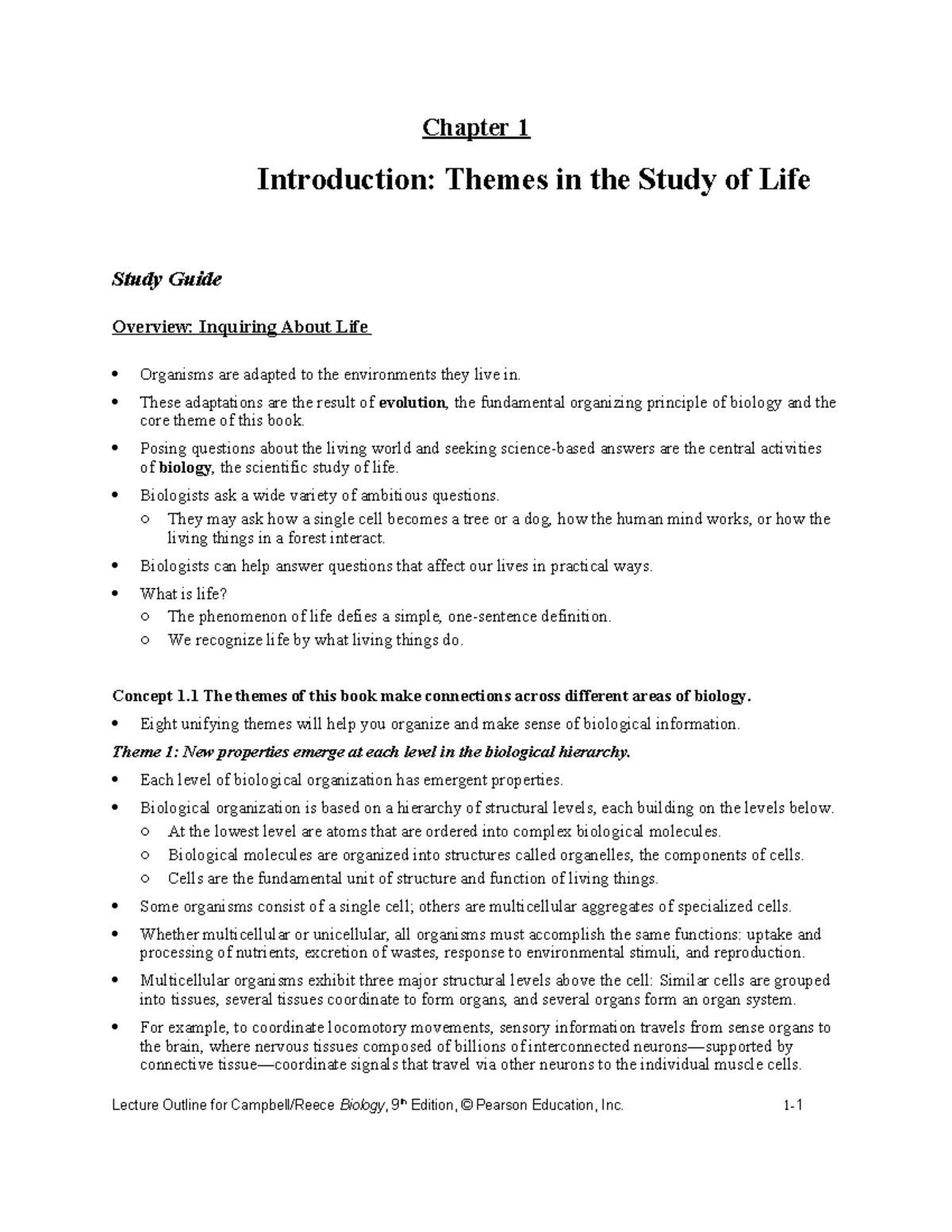 Ch1 Study Guide - Chapter 1 Introduction: Themes in the Study of Life ...
