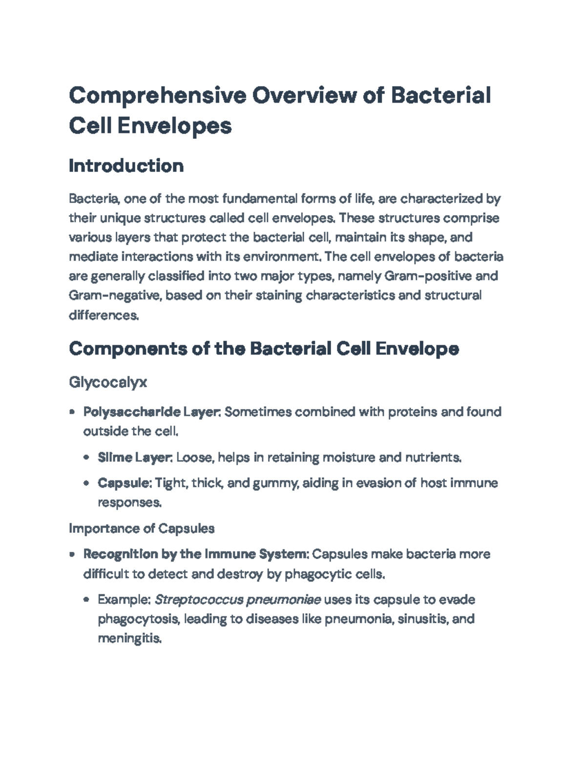 Comprehensive Overview of Bacterial Cell Envelopes (BIO101 ...