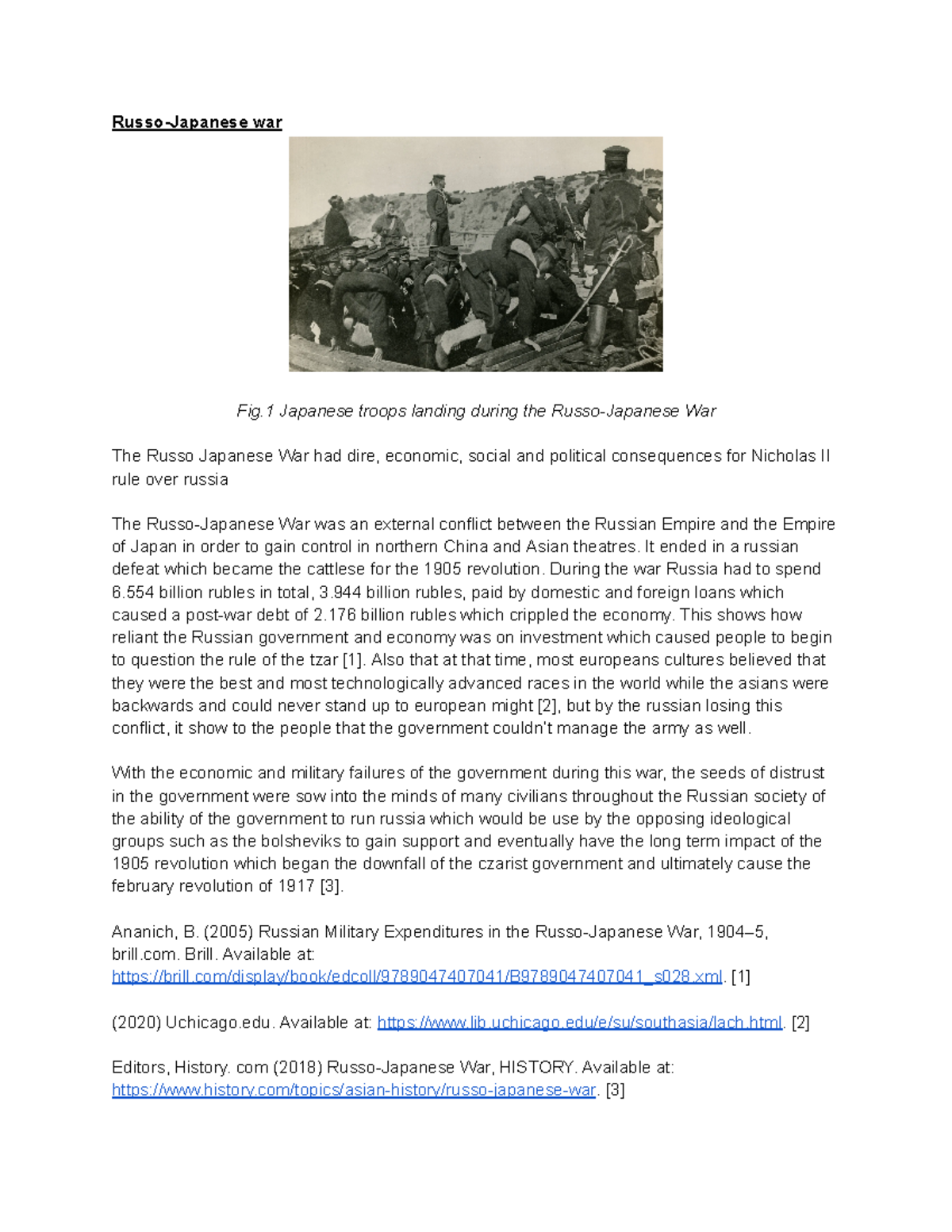 The Impact of the Russo-Japanese War on Nicholas II's Autocracy and ...