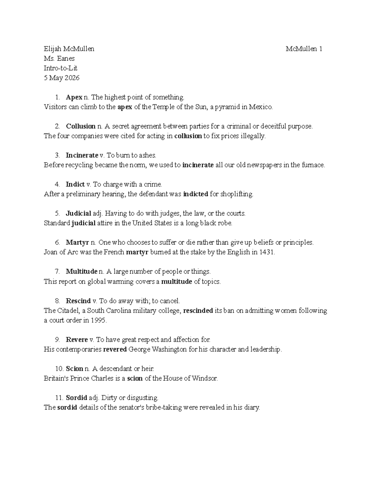 Lesson 19 Vocabulary Terms and Definitions - Studocu