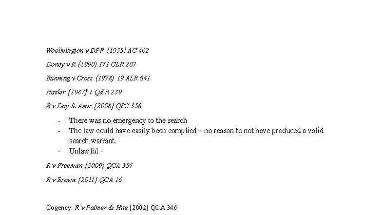Case Notes on Woolmington v DPP & Related Cases (AC 462) - Studocu