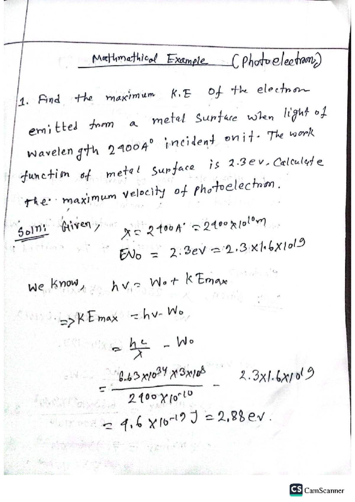 Chapter 01: Quantum Physics Mathematical Problem Solutions (PHYS101 ...