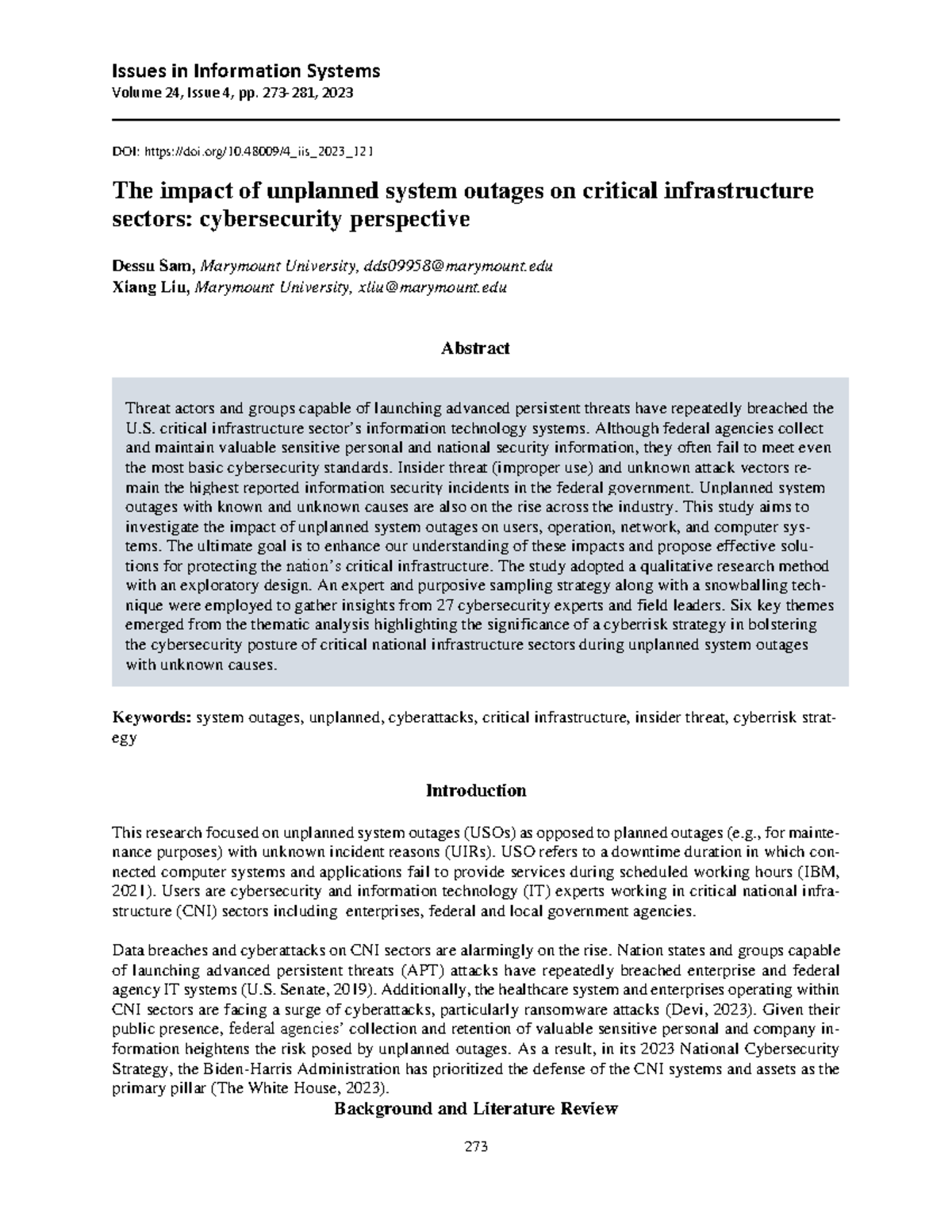 The Impact of Unplanned System Outages on CNI: A Cybersecurity Study ...