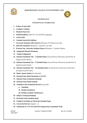 04 Lecture Plan - no description - MARTHANDAM COLLEGE OF ENGINEERING ...