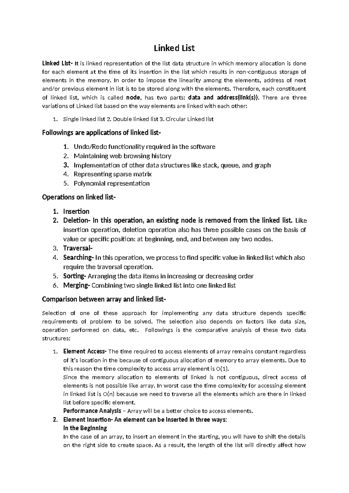 Linked List Overview: Structure, Operations, and Performance Analysis ...