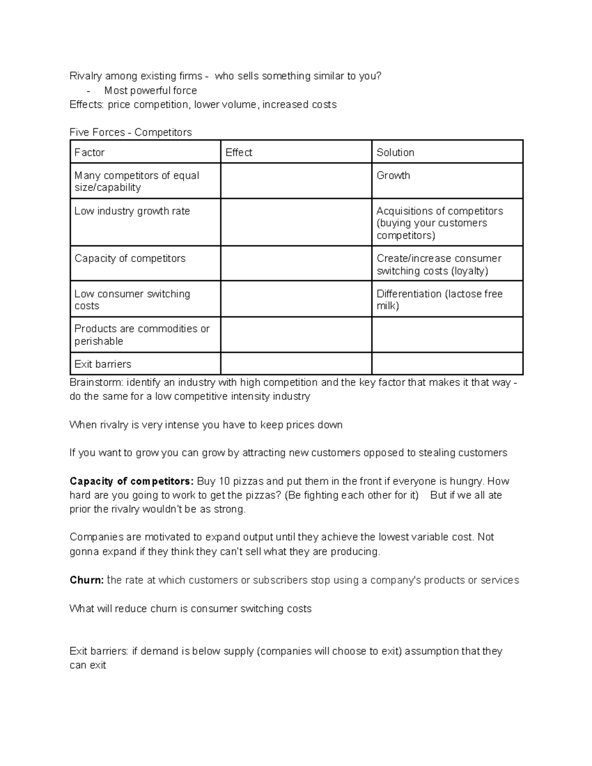 BU111 Notes - Lecture 3: Analyzing Competitive Rivalry and Substitutes ...