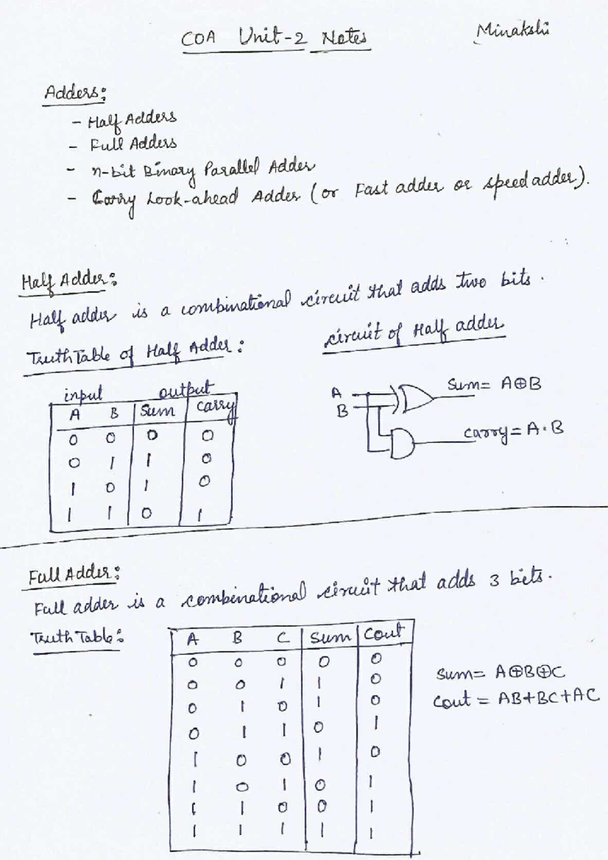 COA Unit-2: Comprehensive Handmade Study Notes - Studocu