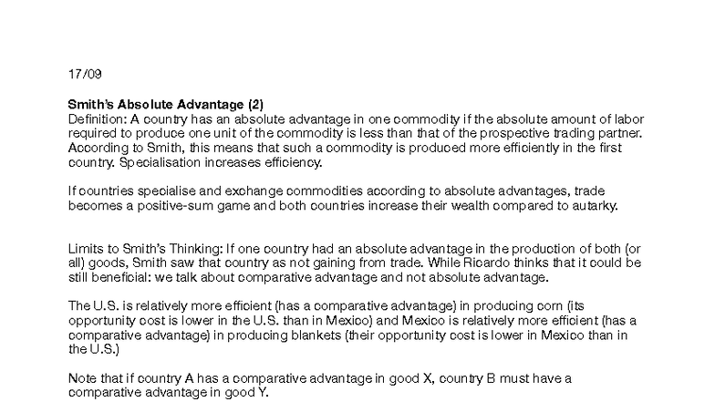 International Economics: Absolute Advantage and Comparative Advantage ...