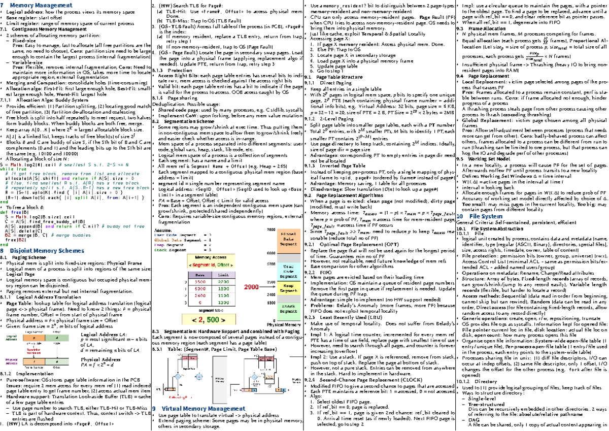 CS2106 Final Exam Cheatsheet: Memory Management Concepts - Studocu