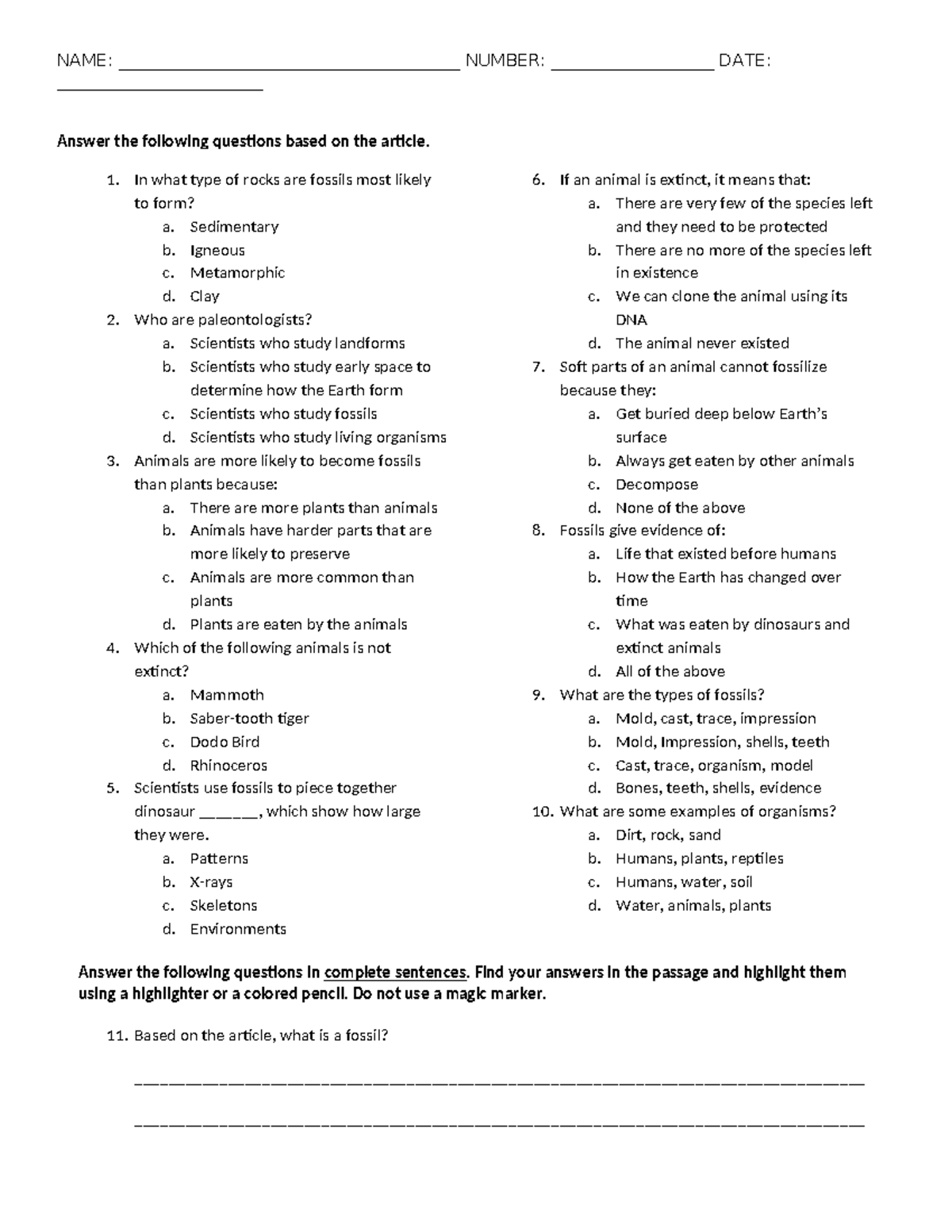 Fossils Questions (Discovery Science) - In what type of rocks are ...