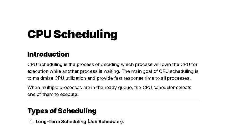 CPU Scheduling Overview: Types, Criteria, and Algorithms - Studocu