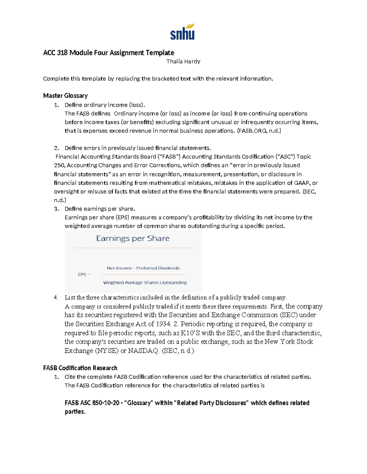 ACC 318 Module Four Assignment Template 1 - ACC 318 Module Four ...
