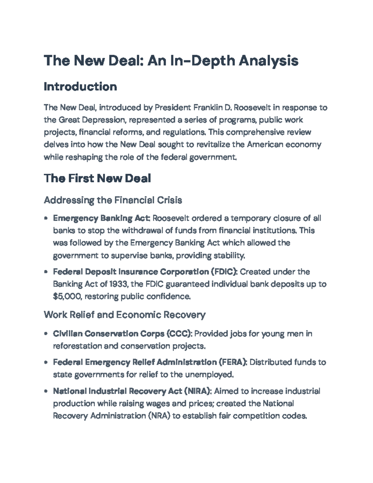 The New Deal: Comprehensive Analysis of FDR's Policies and Impact - The ...