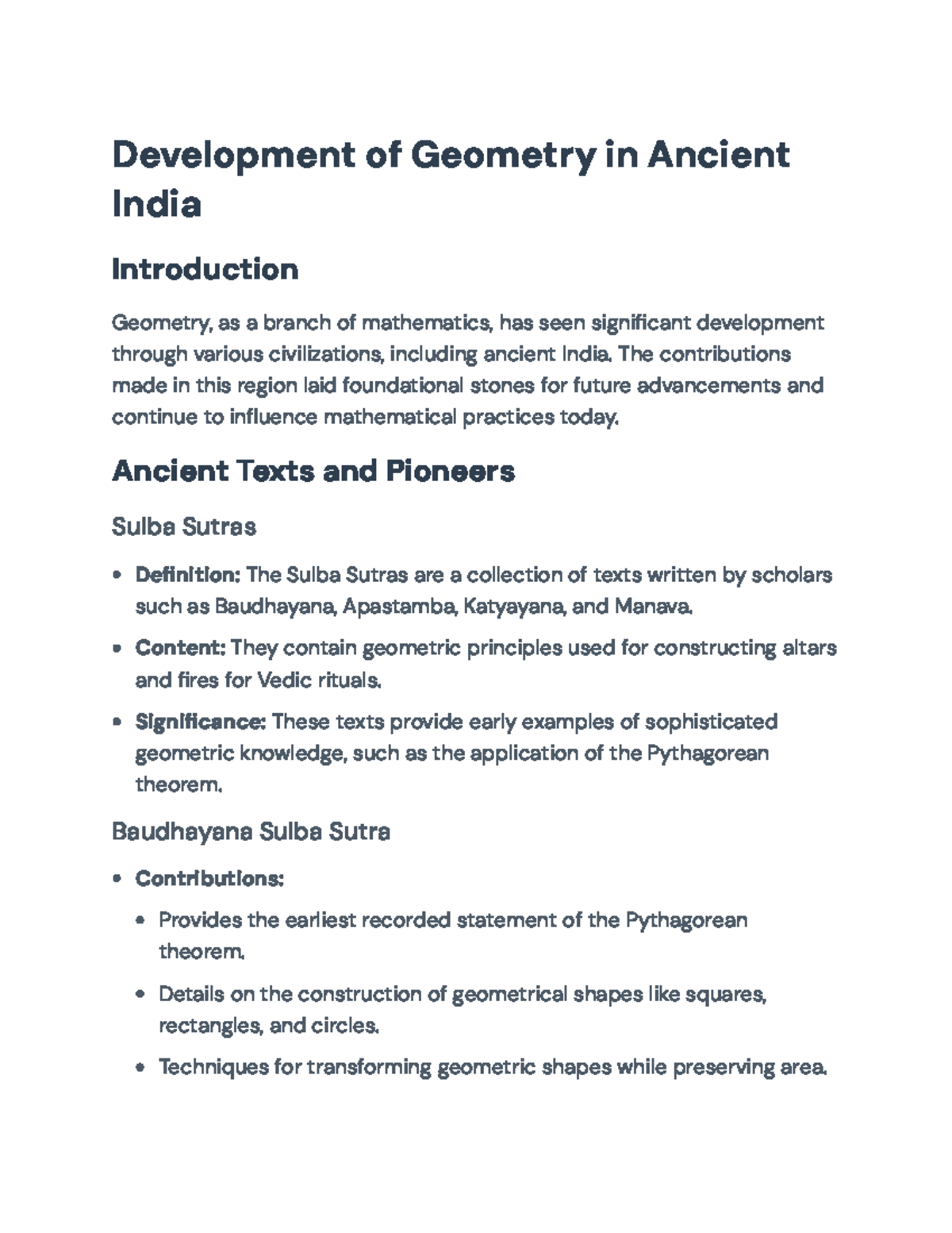Development of Geometry in Ancient India: Insights from the Sulba ...