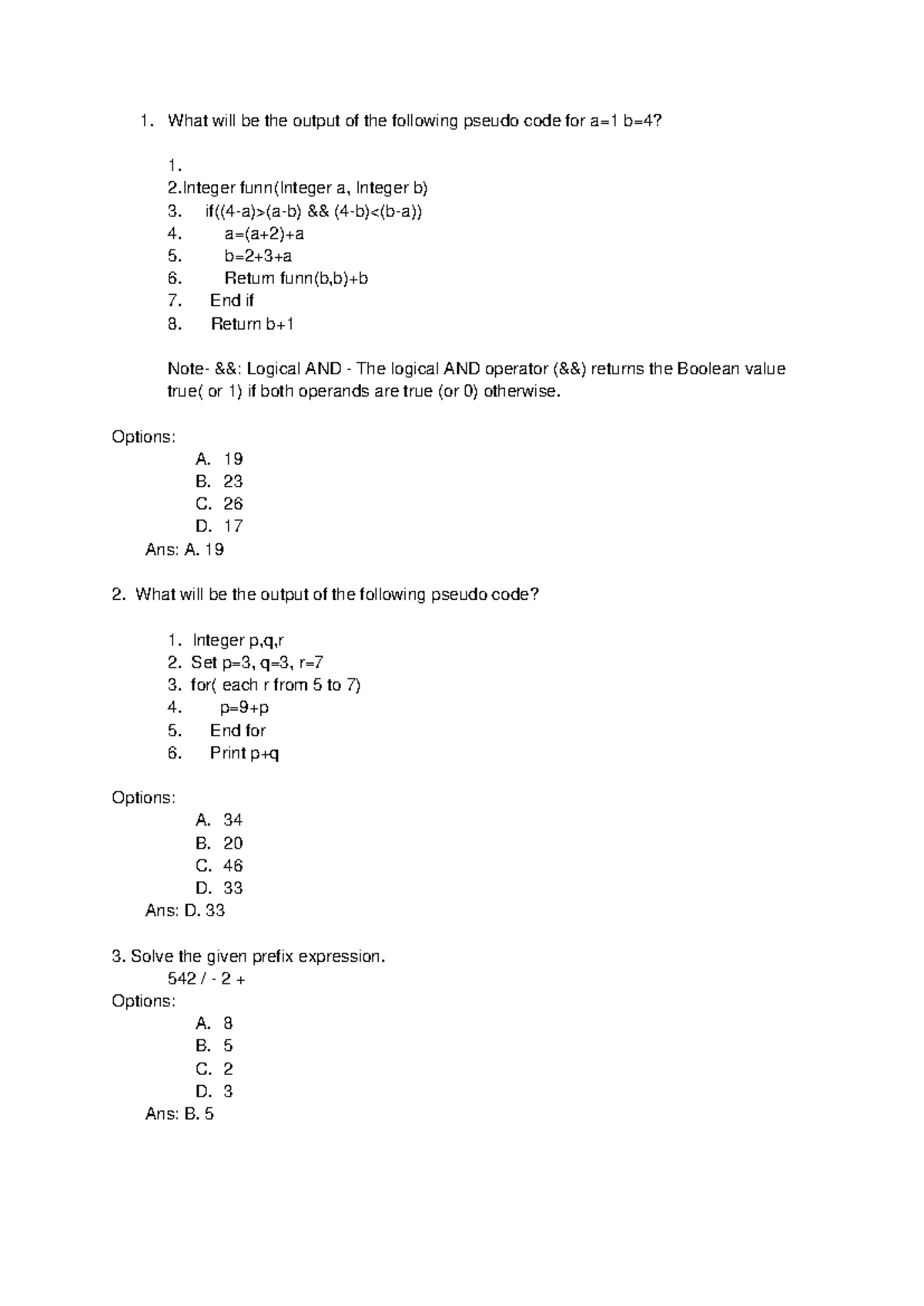 Pseudocode Output Analysis for CS101: Exam Questions and Solutions ...