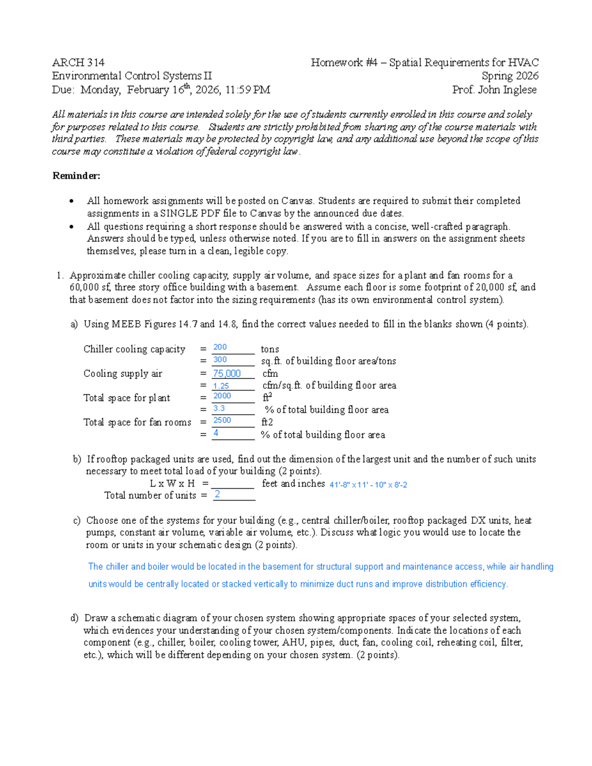 ARCH 314 Spring 2026: Homework on HVAC Spatial Requirements - Studocu