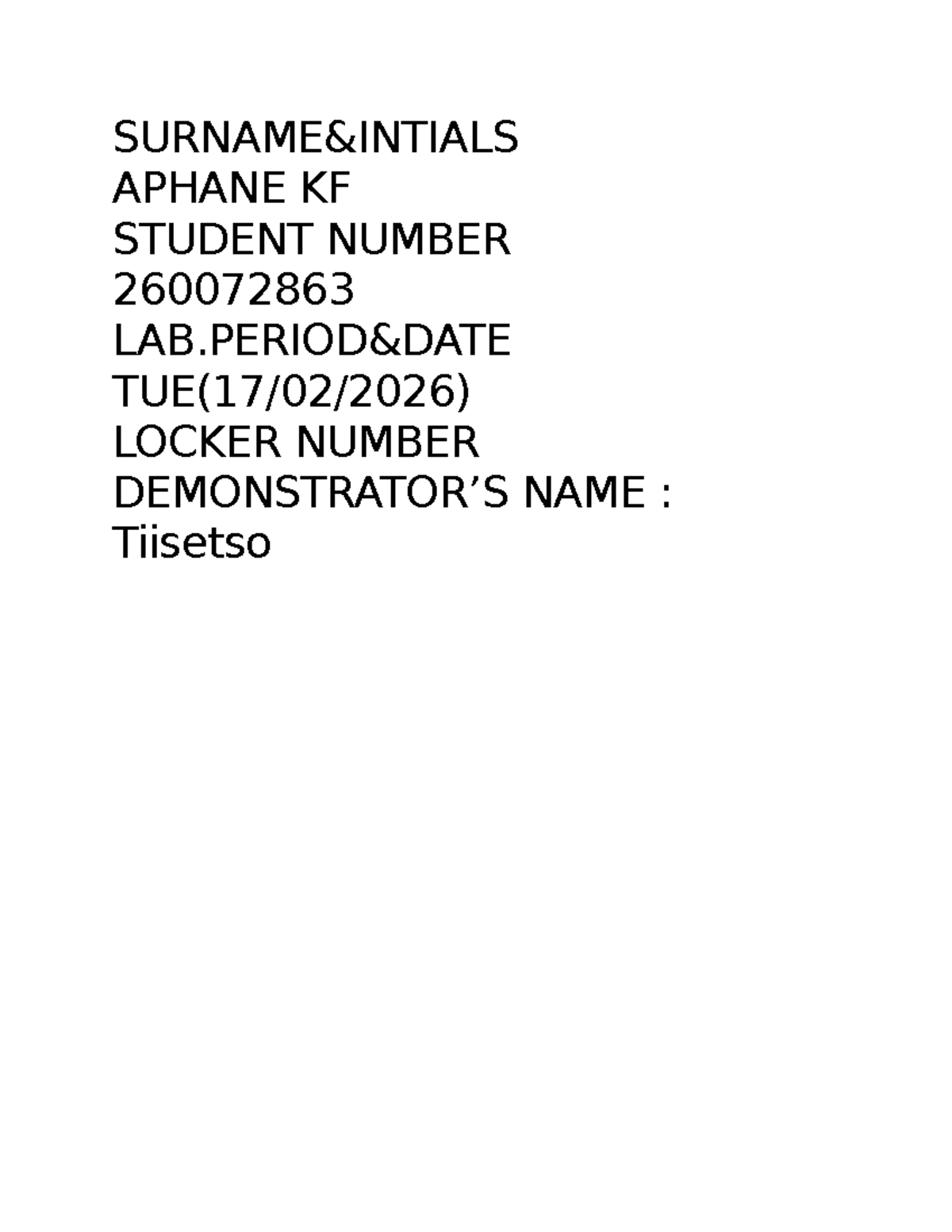 SCHM011 Final Lab Report: Chemical & Physical Properties of Matter ...