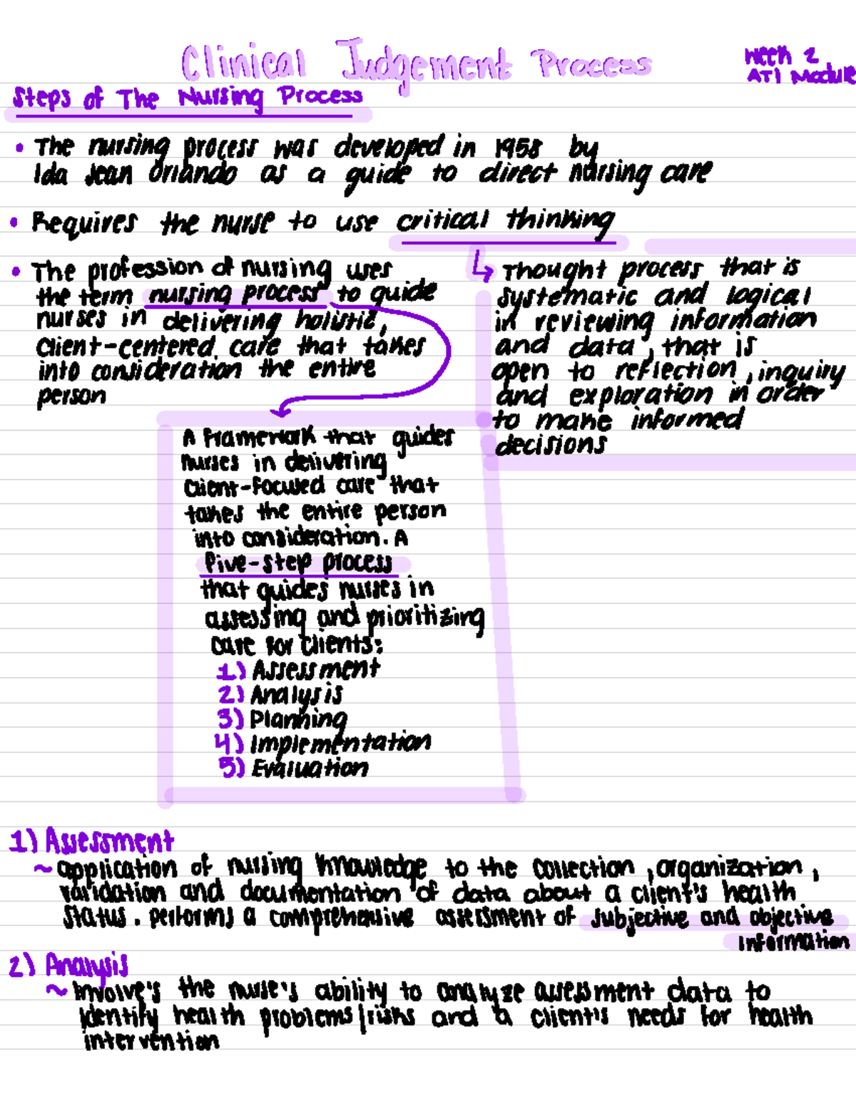 Foundations Of Nursing Practice Lecture - week 2 Clinical Judgement ...