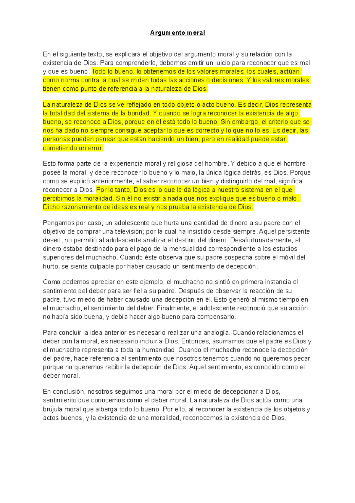 Argumento moral - Para comprenderlo, debemos emitir un juicio para ...