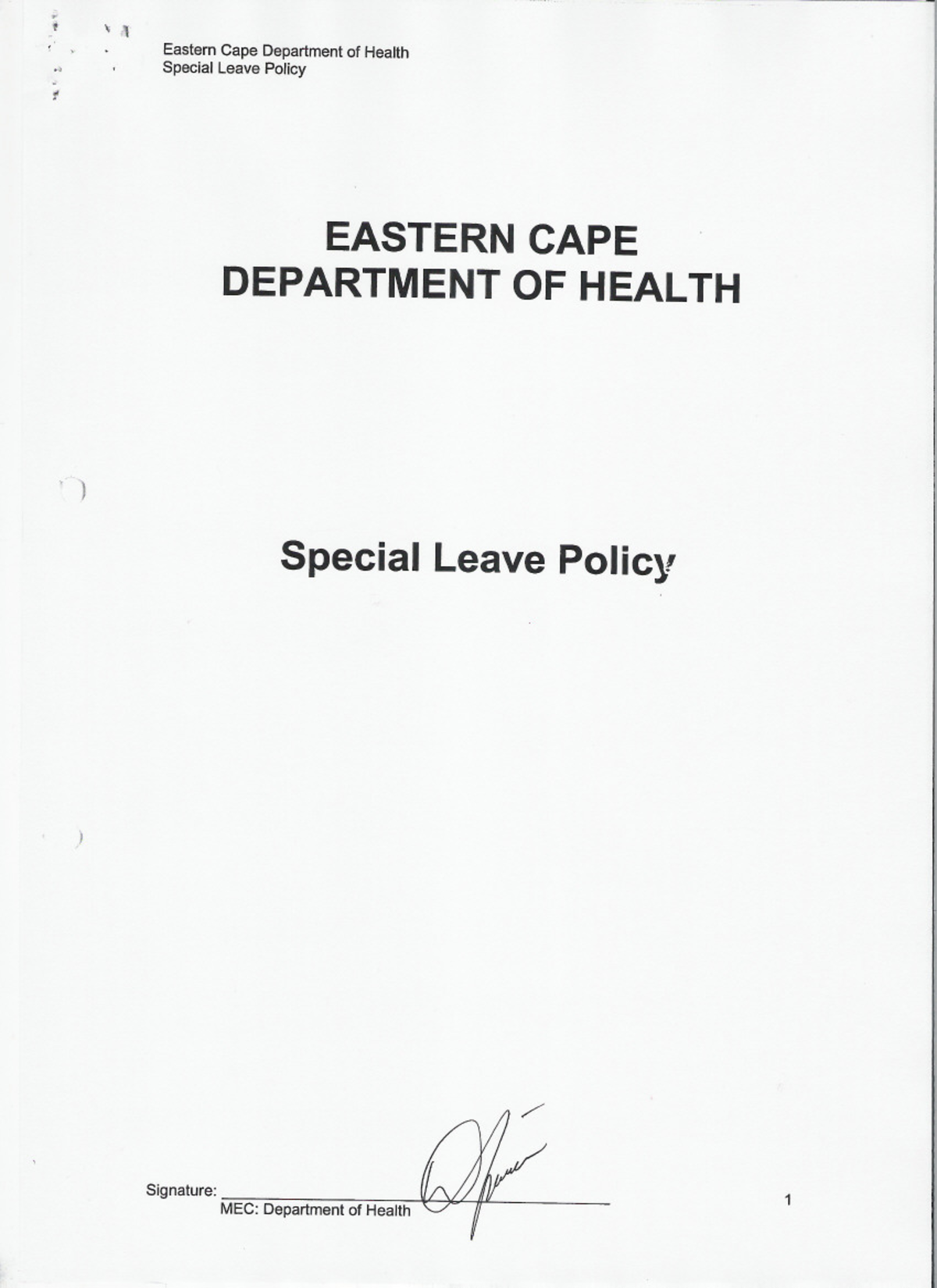 Ecdoh Special Leave Policy Overview and Guidelines - Studocu