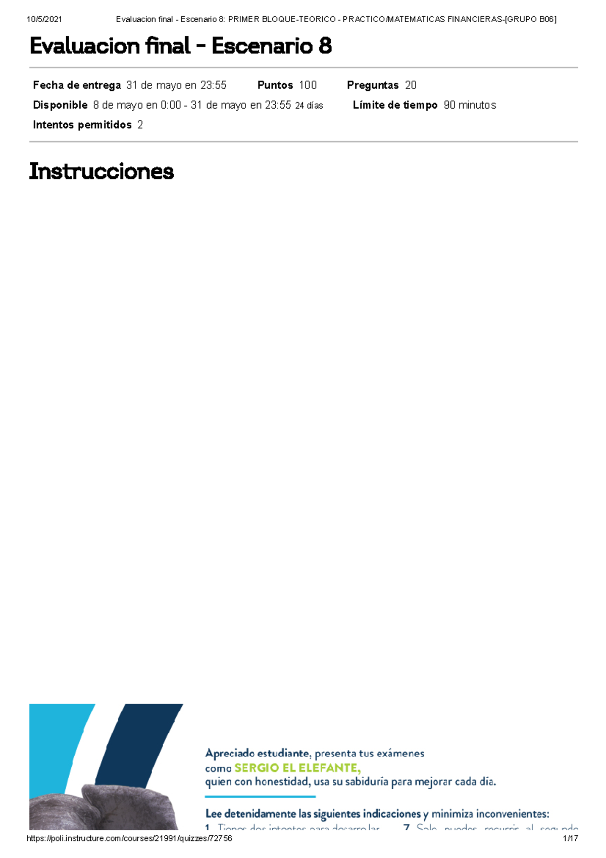 Evaluación Final - Curso 2: Escenario 8 y Resultados de Intentos - Studocu