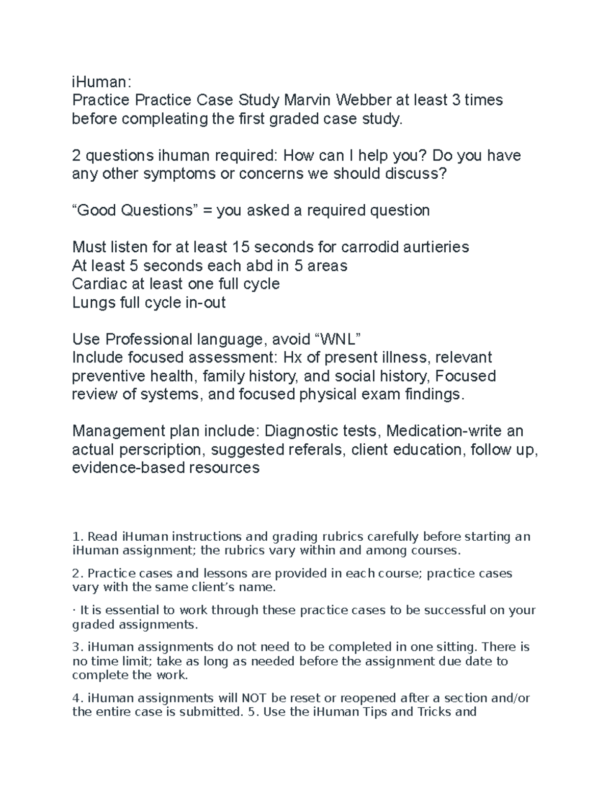 iHuman Tips & Tricks for Case Study Success (NUR 101) - Studocu