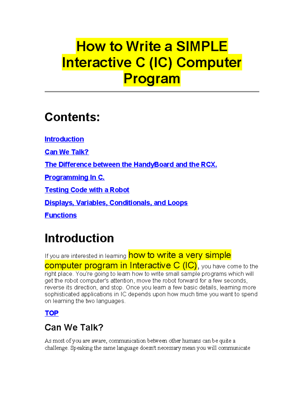 How to Write a SIMPLE Interactive C (IC) Program: Part 1 - Studocu