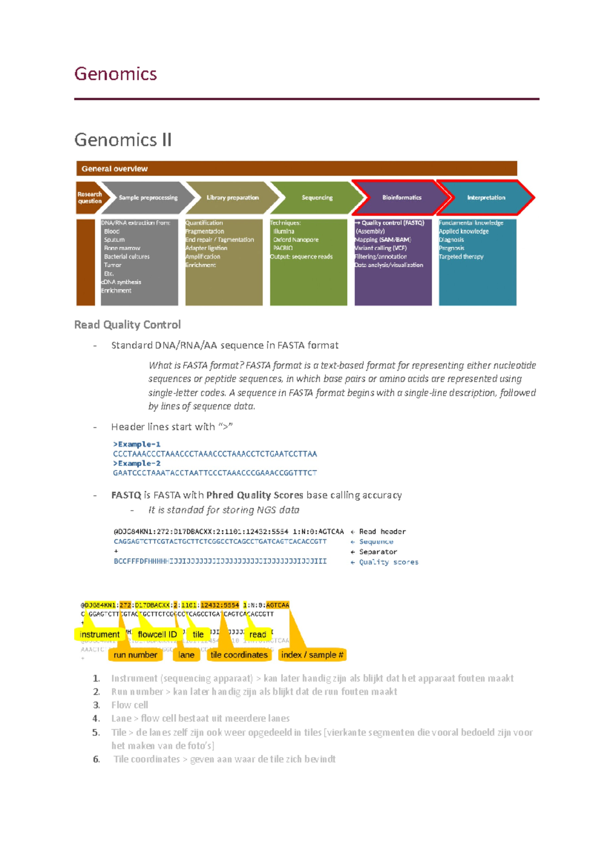 Genomics II: Read Quality Control and Statistical Power Summary - Studeersnel