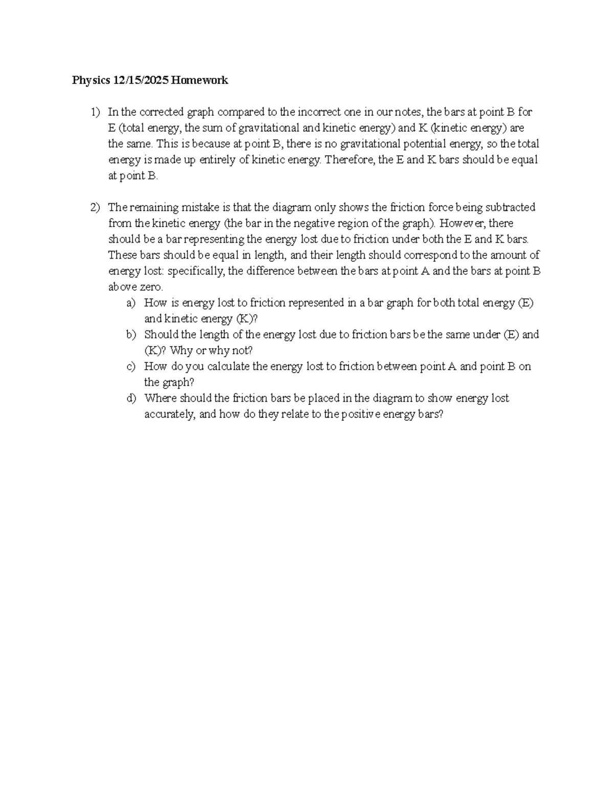 Physics 12 15 Homework: Analyzing Energy Loss in Graphs - Studocu
