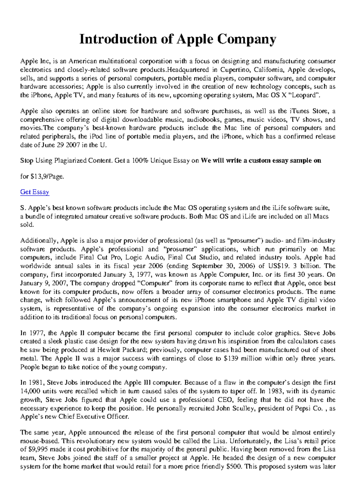 Introduction of Apple Company - Apple also operates an online store for ...