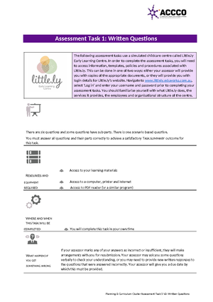 Chcece 050 Assessment Task 1 Written Questions - CHCECE050 WRITTEN ...