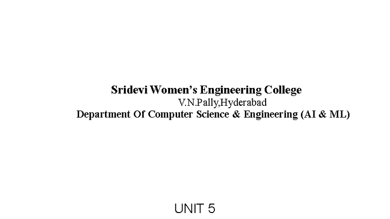 Machine Learning Notes (CSE AI ML) - Unit 5 Overview - Studocu