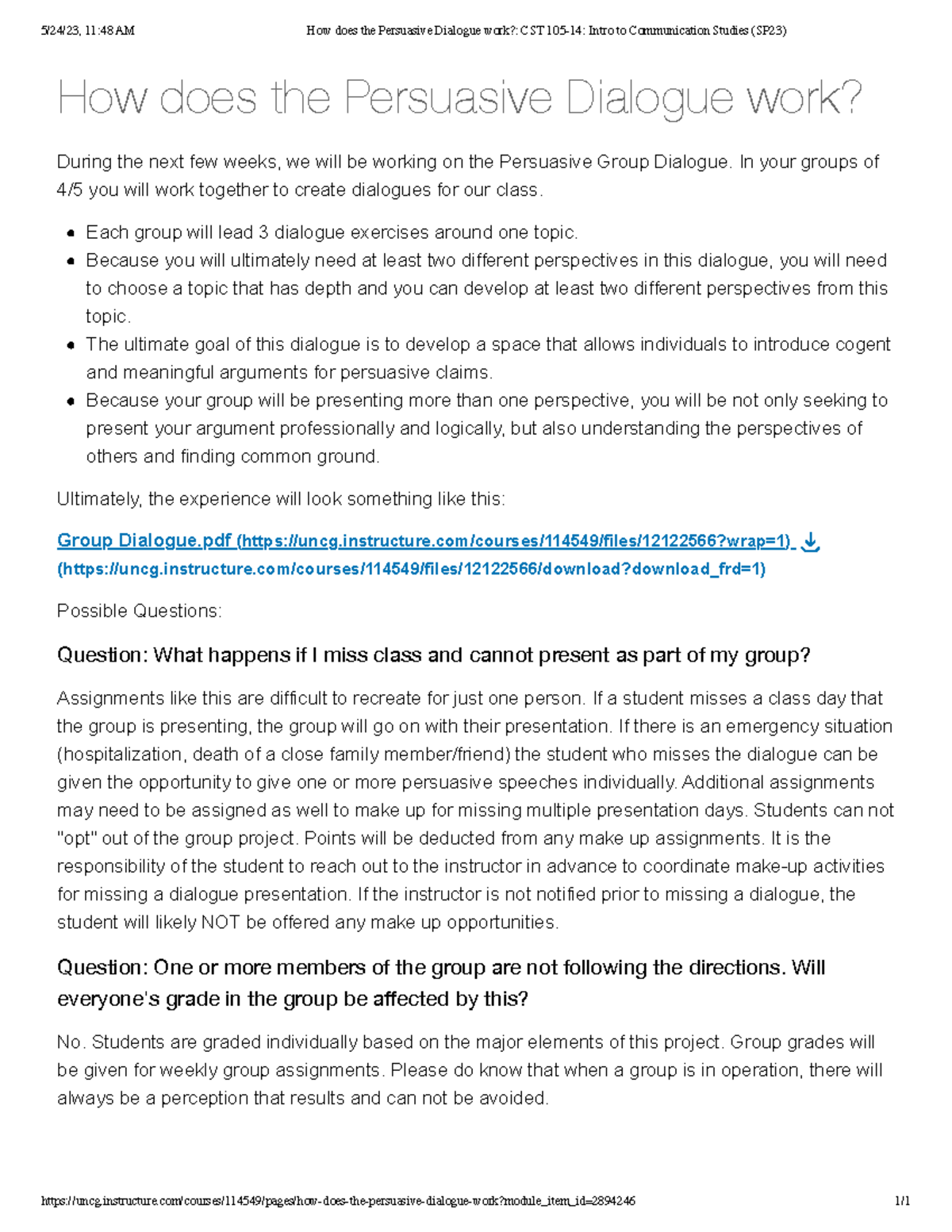 How does the Persuasive Dialogue work CST 105-14 Intro to Communication ...