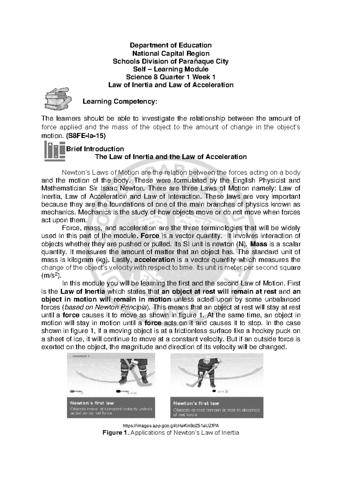 Science 8 Q1 W1: Understanding Newton's Laws of Motion - Studocu