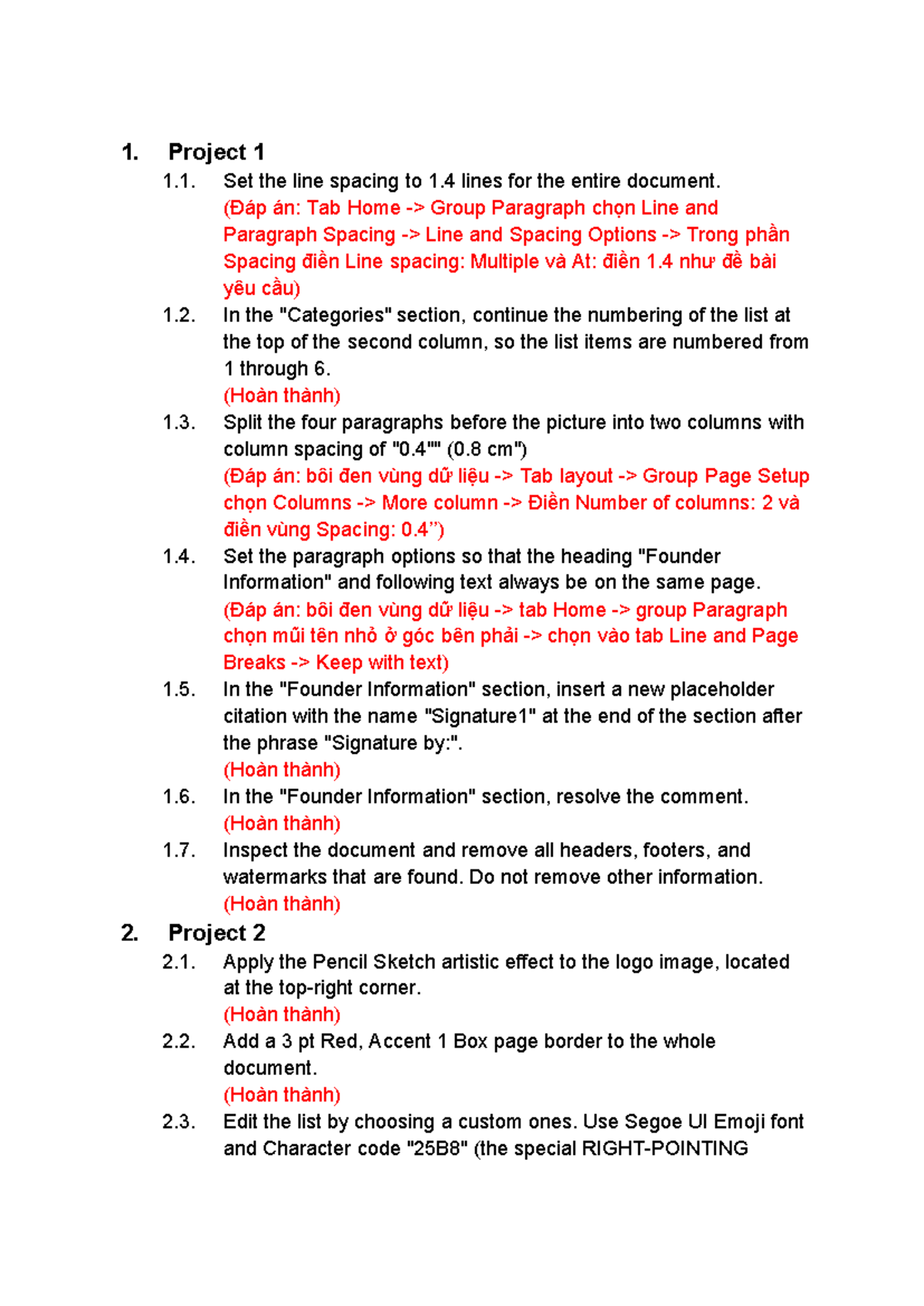 BTVN Word 02 - Project Details and Formatting Instructions - Studocu