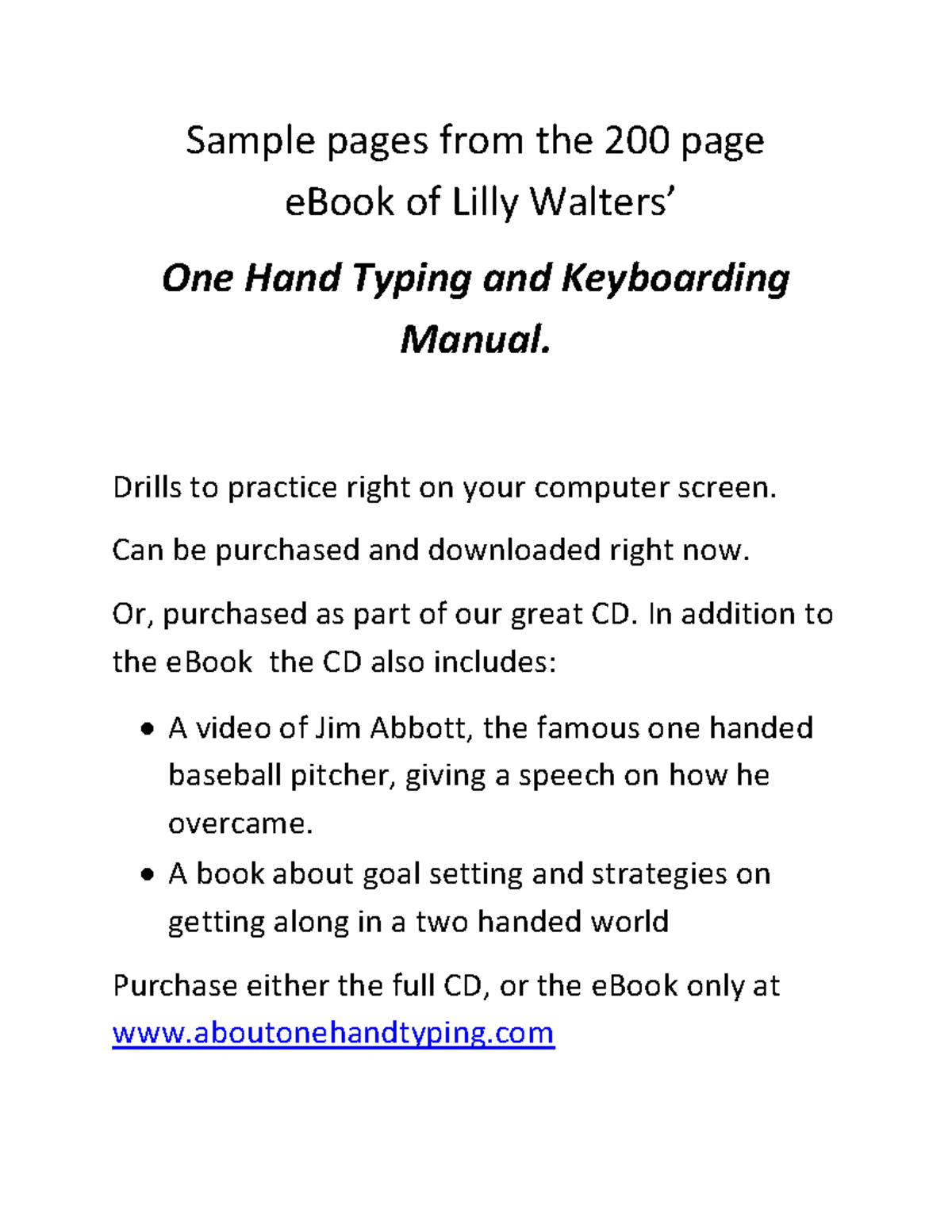 One-Hand Typing Practice Manual by Lilly Walters - Sample Pages - Studocu