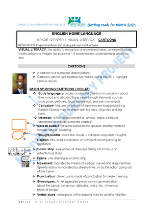 Week 5 Visual Literacy Cartoons - SUBJECT and GRADE GRADE 11 HL TERM 2 ...