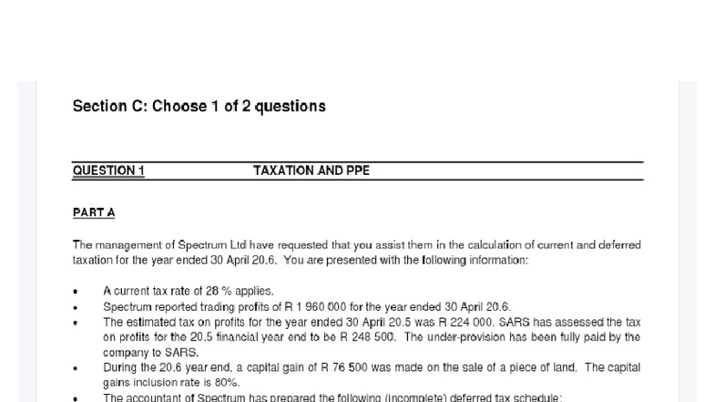 Taxation and PPE: Trial Exam for Course Code TAX 2023 - Studocu