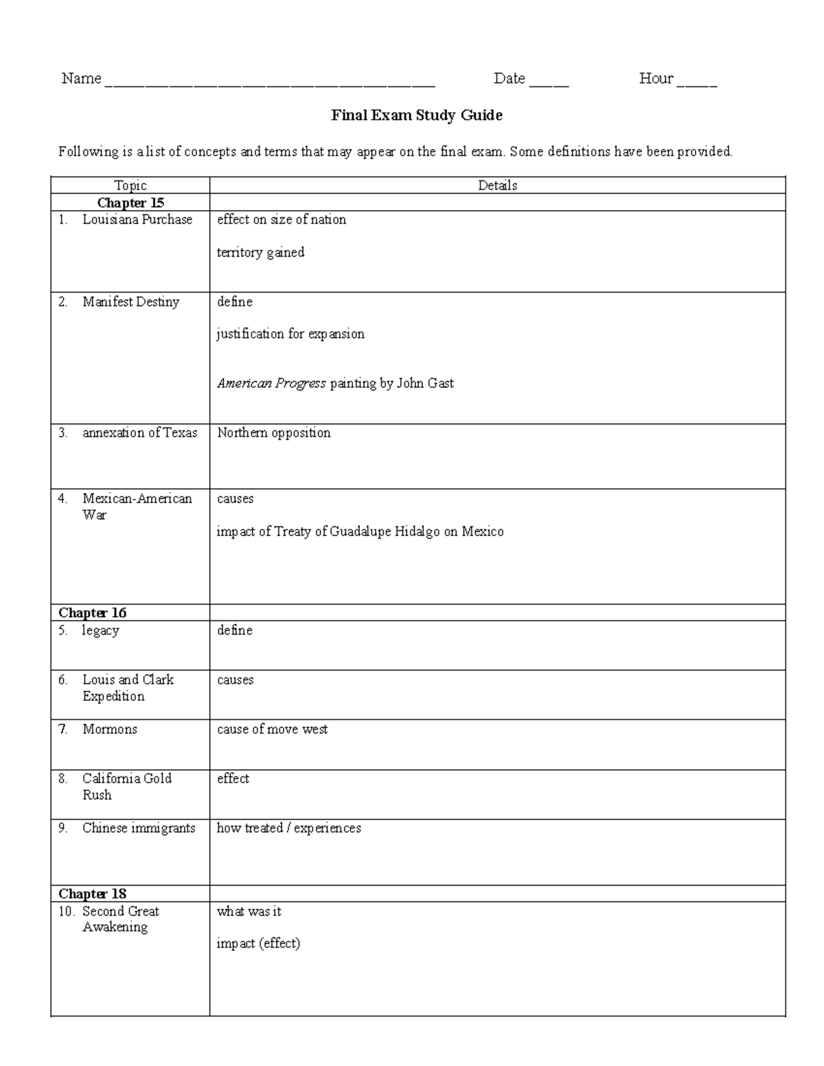 History 8 Final Exam Study Guide: Key Concepts & Terms - Studocu