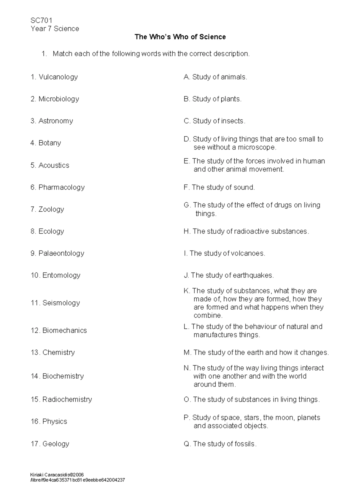 Year 7 Science Term 2 Skills Test 2021 - Examination Paper - Studocu