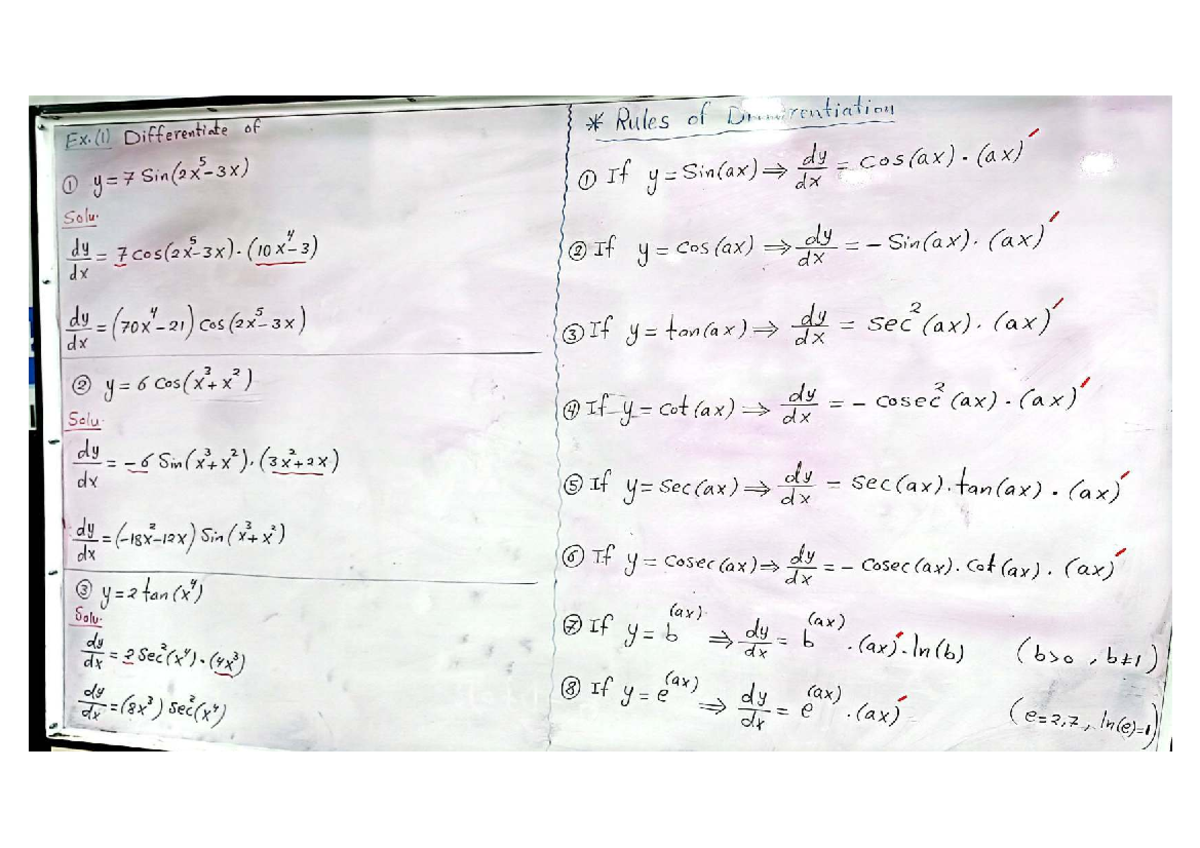 Differentiation Rules: Lecture Notes (Course Code: د.القشبري) - Studocu