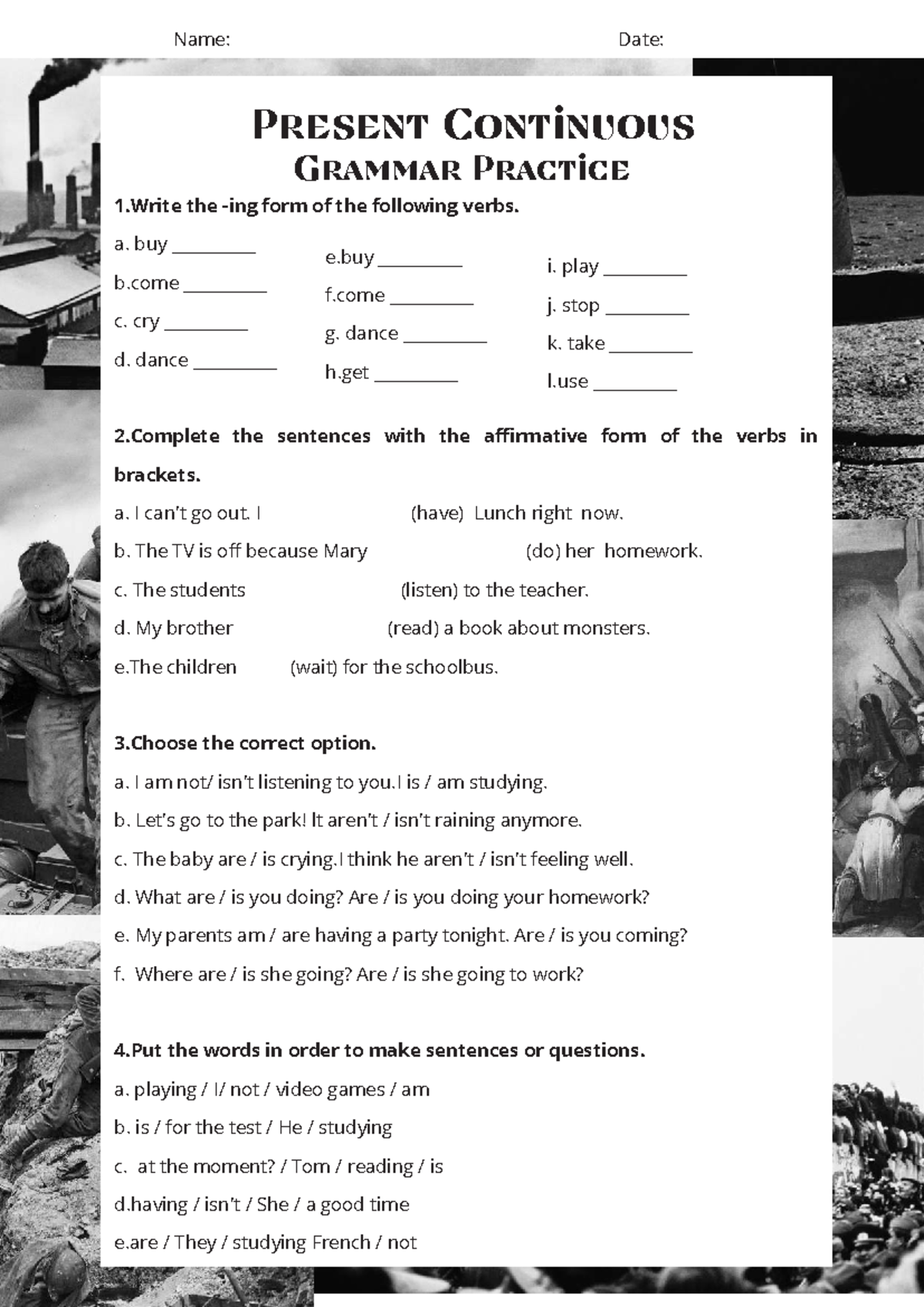 Present Continuous Grammar Practice: Exercises and Answers - Studocu