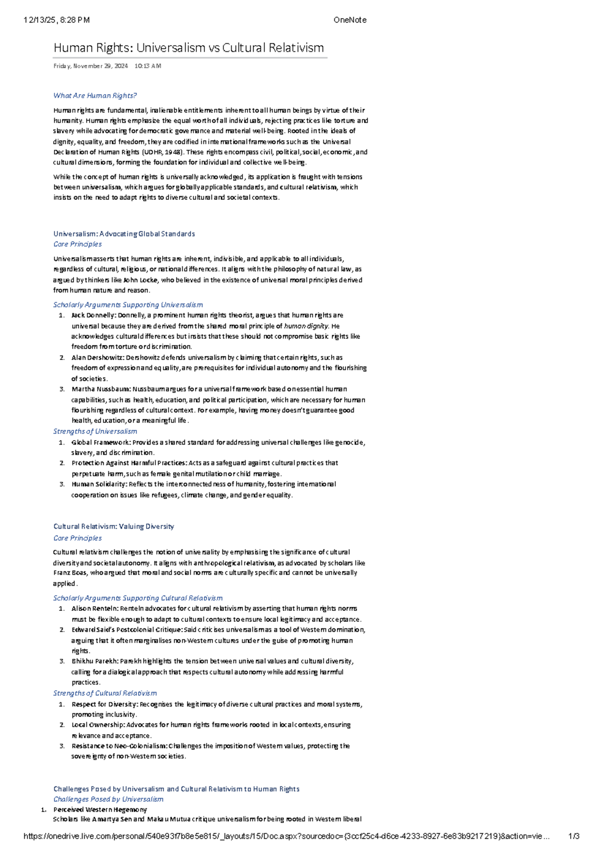 Human Rights: Universalism vs Cultural Relativism (HR 101) - Studocu