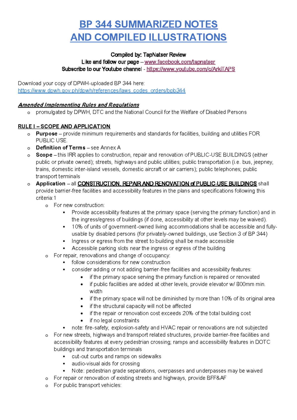 BP 344 Accessibility: Summarized Notes & Key Illustrations Guide - Studocu