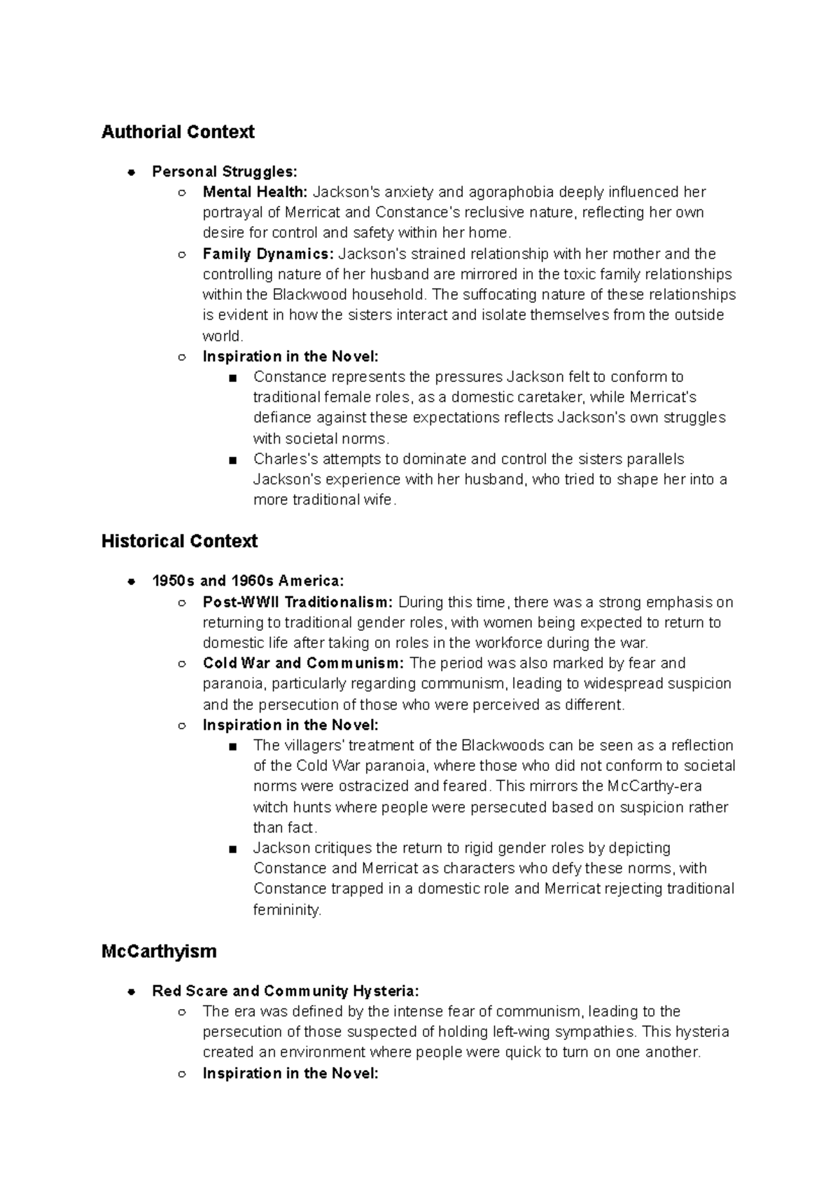 ENG 202: We Have Always Lived in the Castle - A Thematic Analysis of ...